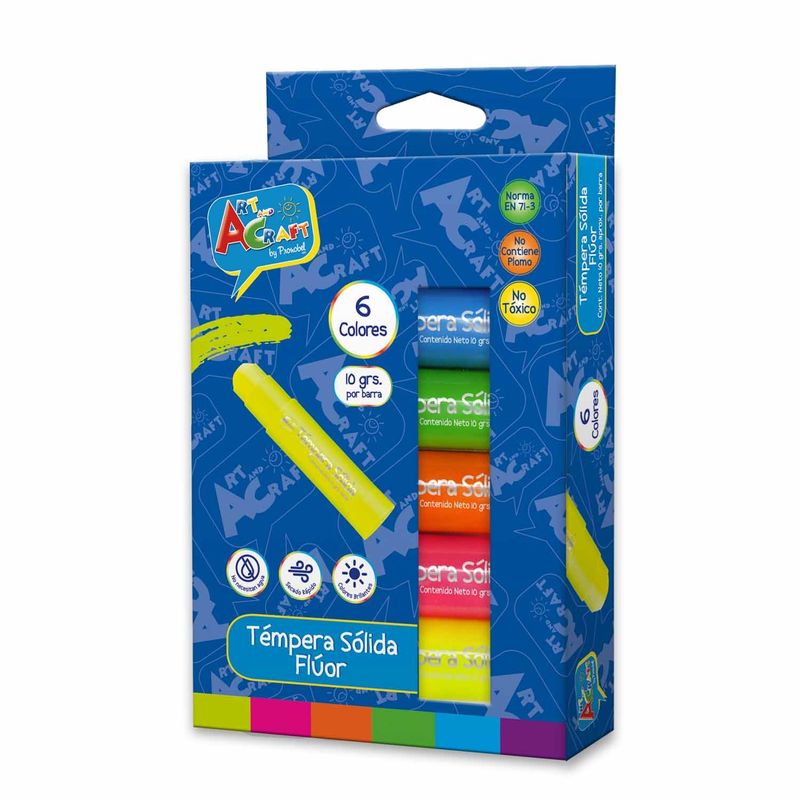 PRONOBEL Tempera Solida 6 Colores Fluor Art & Craft | falabella.com