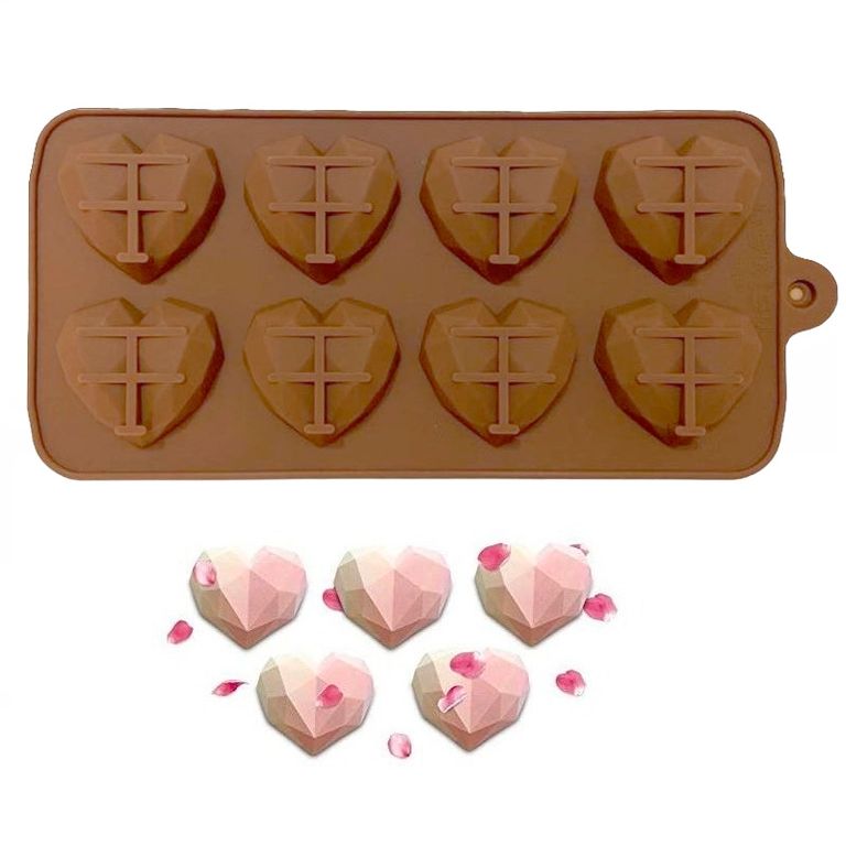 GENERICO Molde Mini Corazon Diamante Molde Mini Corazón Geometrico 8 ...