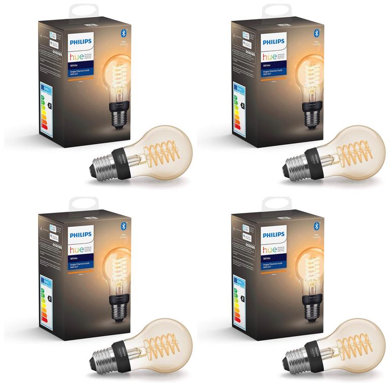 PHILIPS HUE Pack 4 Philips Hue A60 Filamento Vintage Luz Ambar Zigbee ...