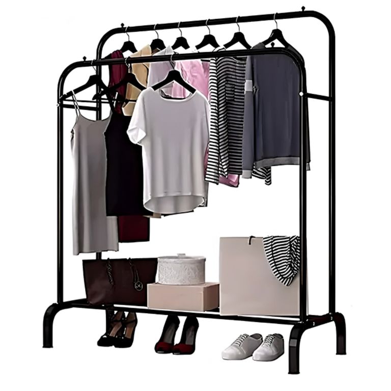 Perchero Organizador Estante De Ropa Multiuso De Metal - Negro ...