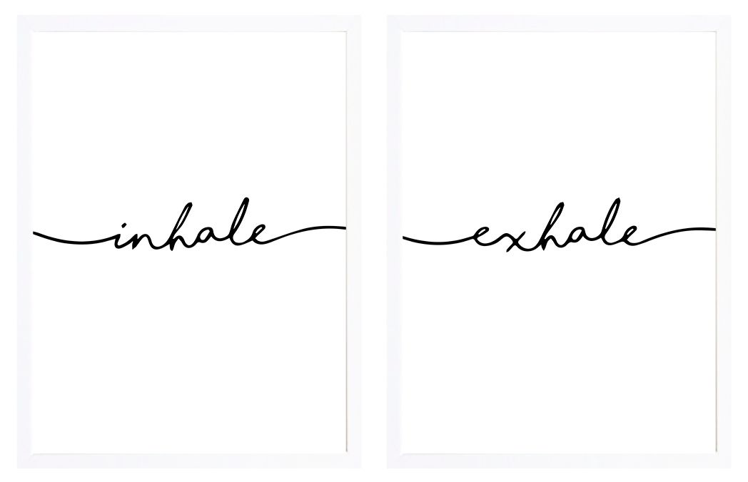 PAPEL ILUSTRADO Set 2 Cuadros Inhale-Exhale 30X40 Blanco | falabella.com