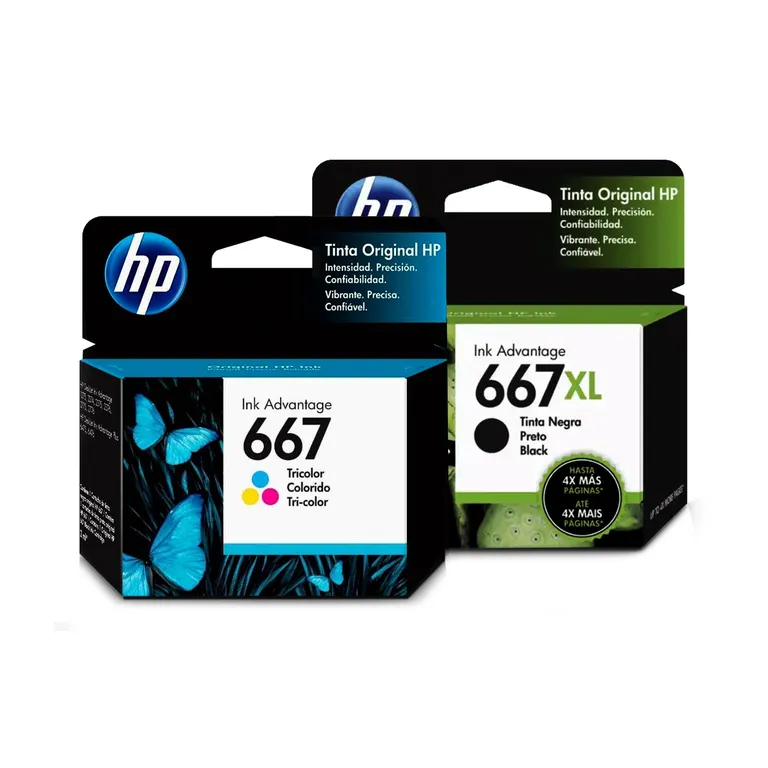 2 TINTAS HP 667XL BK + HP 667 COLOR GENUINAS 1275/2374/2375/2376/2775 ...