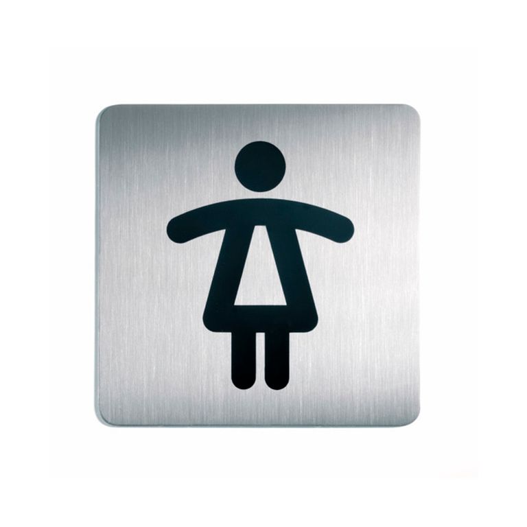 Letrero Baño Mujer WC en Acero Inoxidable 150x150 mm Durable | Sodimac ...