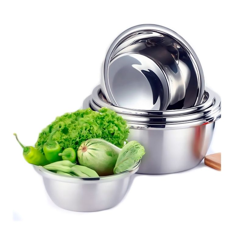 Bowl Cocina Reposteria Ensalada Acero Inox 26 Cm Pack X 3 | Sodimac Chile