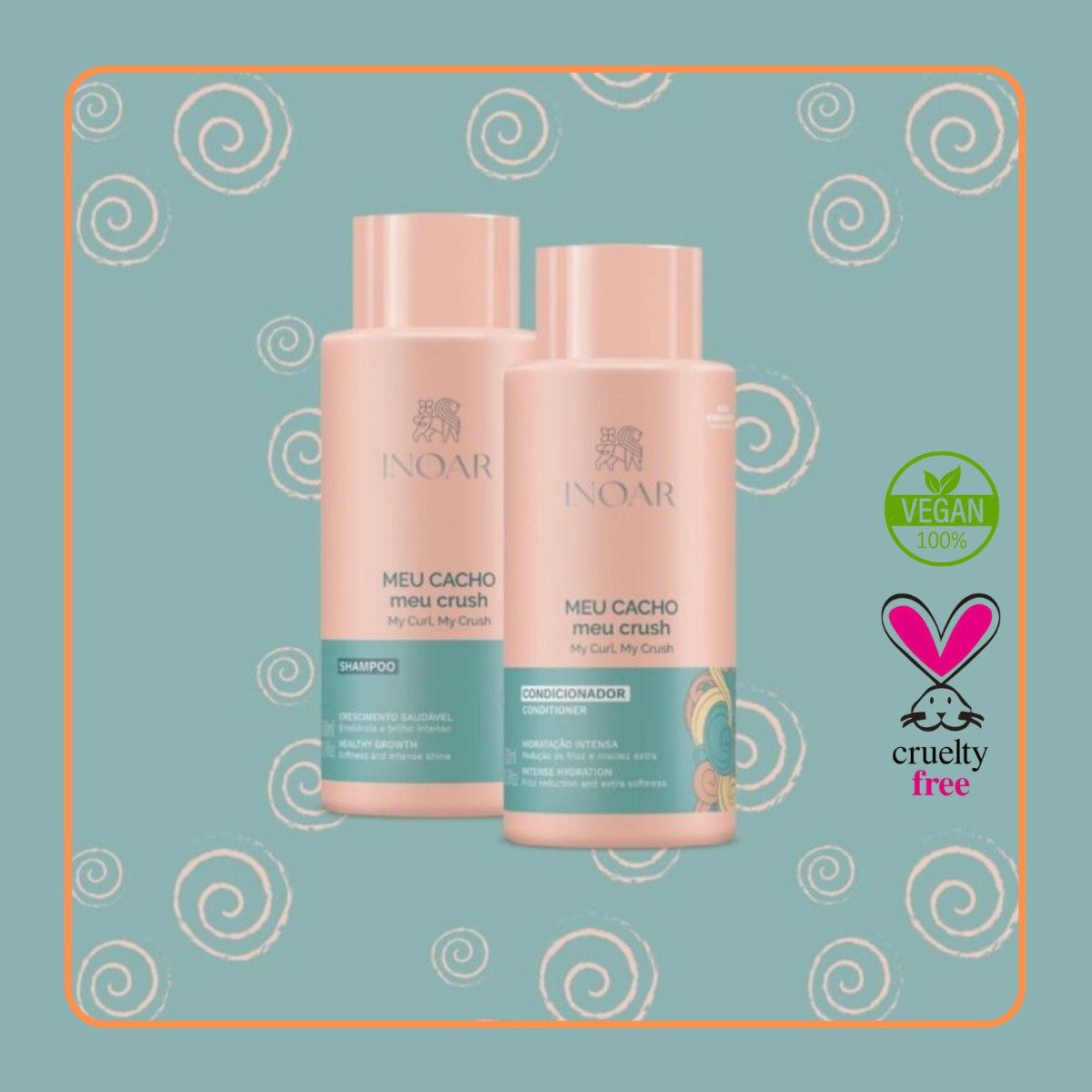 INOAR Shampoo y Acondicionador Meu Cacho Inoar Vegano Kit 500 Ml C/u ...