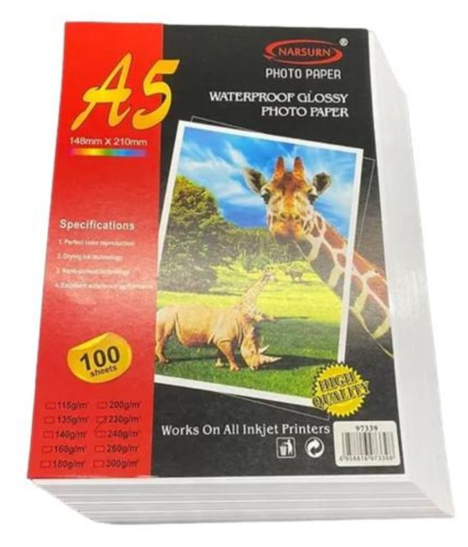 PAPEL FOTOGRAFICO A5 230 GR. X 100 HOJAS | Sodimac Chile
