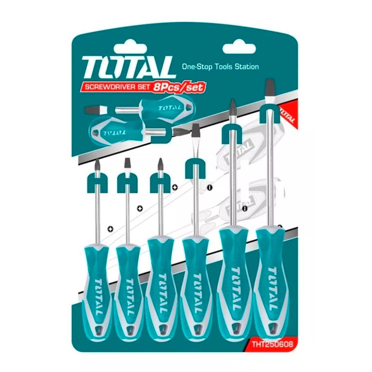 TOTAL TOOLS Kit Set Juego Destornilladores 8 Piezas Total Tht250608 ...