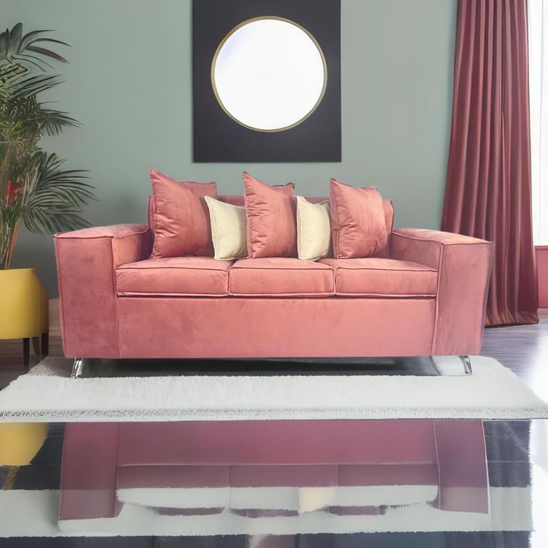 SOFA ROSES 3 CUERPOS ROSA FELPA | Sodimac Chile