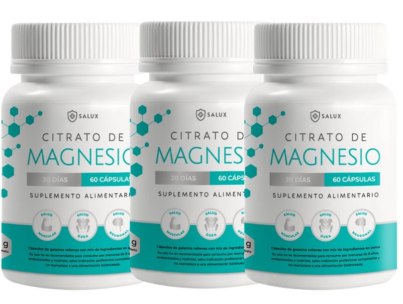 PALIKOS FITNESS Pack 3 Citrato de magnesio/ 180 capsulas/ 600 mg ...