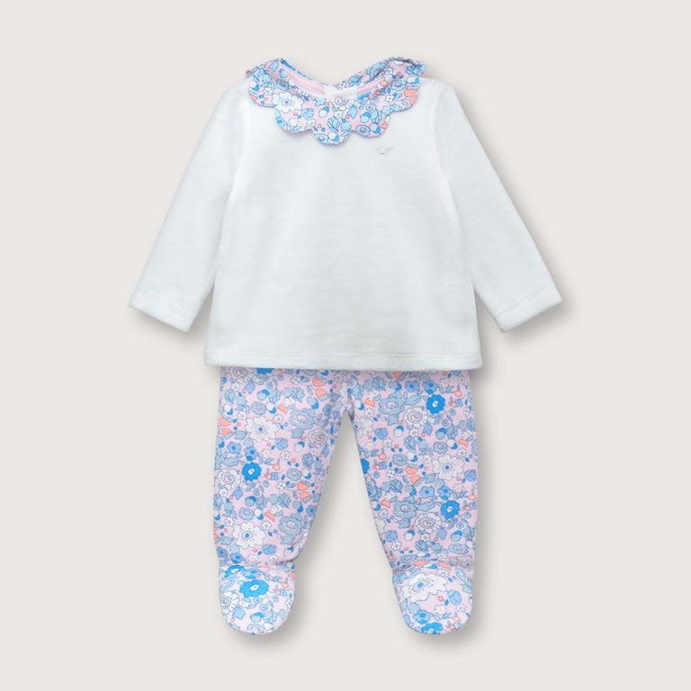 OPALINE Clemente de bebé niña cuello petalos blanco (RN - 9M) blanco 9 ...