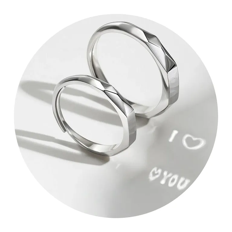 ZG JOYAS Anillos Pareja Plata S925 En Oro Blanco Proyección I Love You | falabella.com