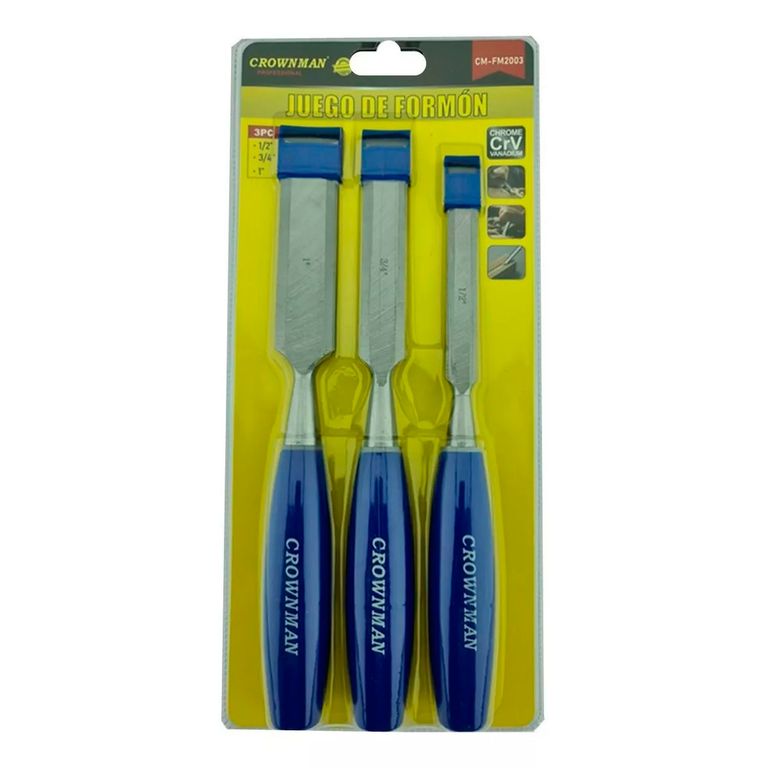 Kit Set Juego De Cinceles Formon Madera 3 Piezas Crownman | Sodimac Chile