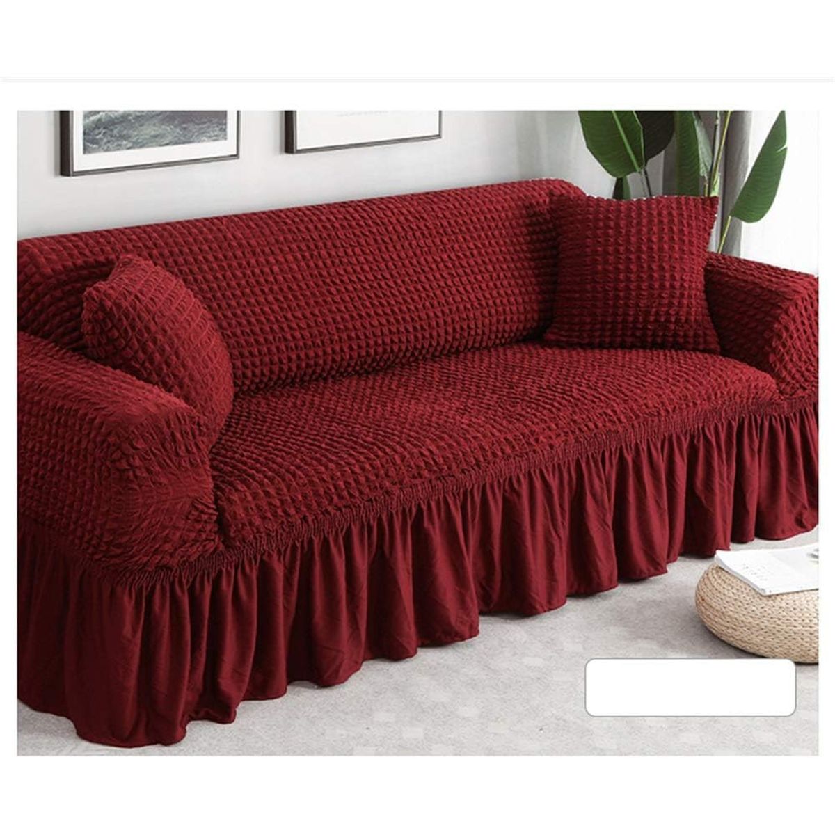 DIANA FUNDA de SOFA 3 CuerPO TELA ELASTICA CON FALDA TIPO TURCA bordo ...