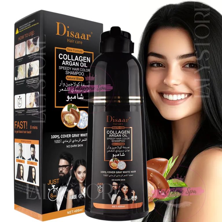 DISAAR Shampoo Tinte Coloración Para El Cabello Cubre Canas Negro ...