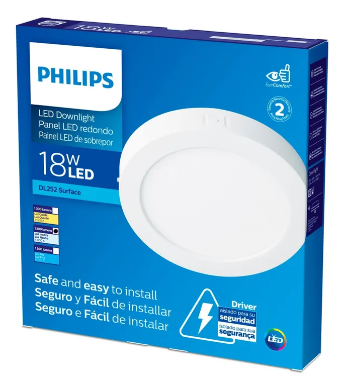PHILIPS Panel Plafón Sobrepuesto Redondo Led Philips 18w 4000k 1300Lm ...