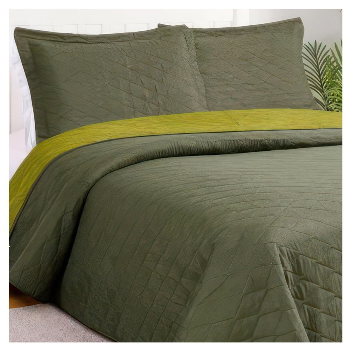 MASEL Quilt Bicolor Masel 1,5 plazas verde olive - pistacho180x250 ...