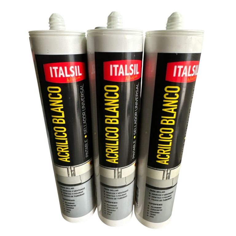 Pack x3 Silicona Pintable Italsil Acrilica Color Blanco | Sodimac Chile