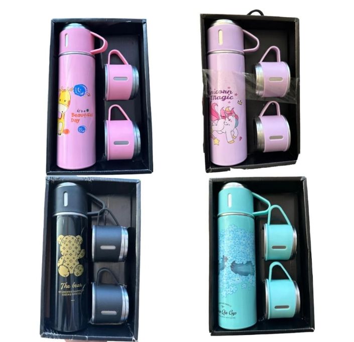 Termo con Tazas Termicas 500ml Diseño Flores Verde | Sodimac Chile