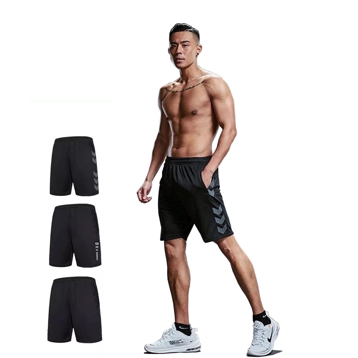 EDWINAYY Short Deportivo Hombre Correr Cómodo Con Bolsas Casual 3pcs ...