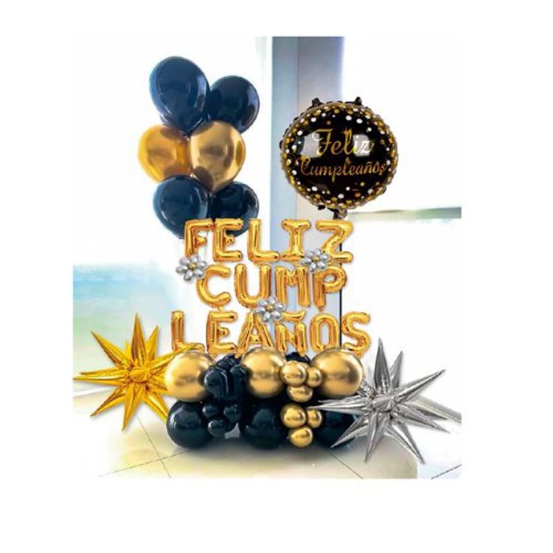 GENERICO Traje Globos Feliz Cumpleaños Latex Azul Amarillo Diseños ...