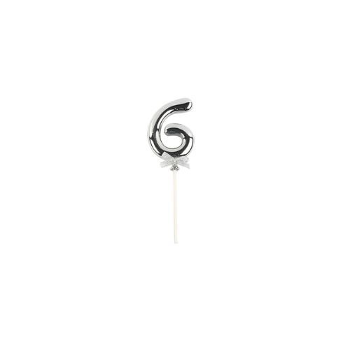 GENERICO Topper Número 6 Plateado 20 Cm | falabella.com