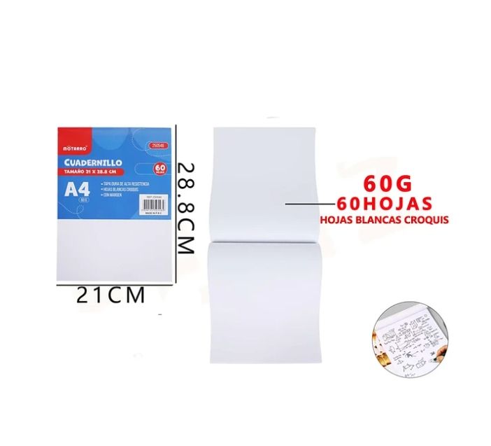 GENERICO Block De Hoja Blanca 28.8*21cm 60 Hojas | falabella.com