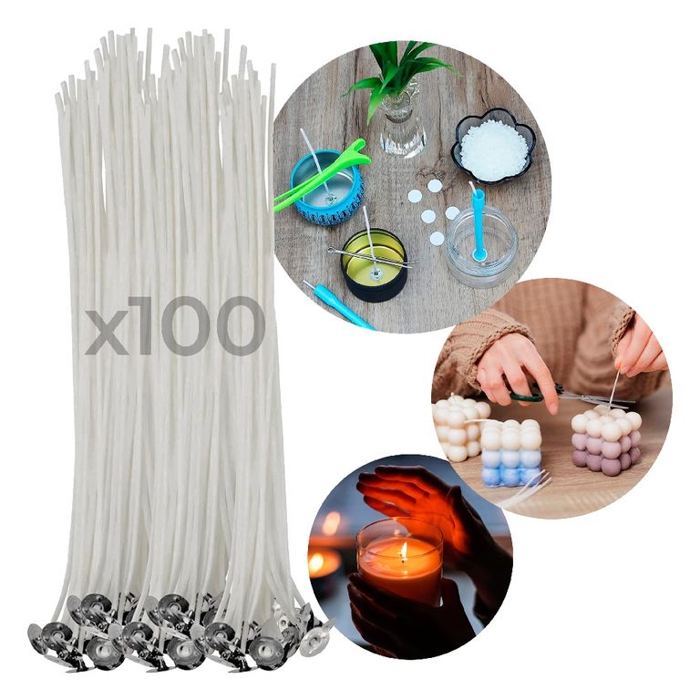 GENERICO Pábilos Encerados Mecha De Vela 100 Uds Con Wick Tabs 20 Cm ...