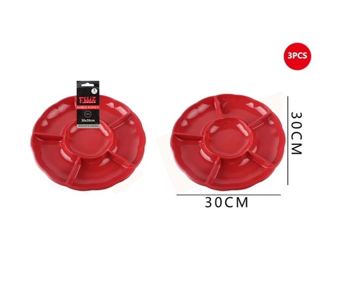 Bandeja Plástica Con Divisiones Rojo 3Pcs 30Cm | Sodimac Chile