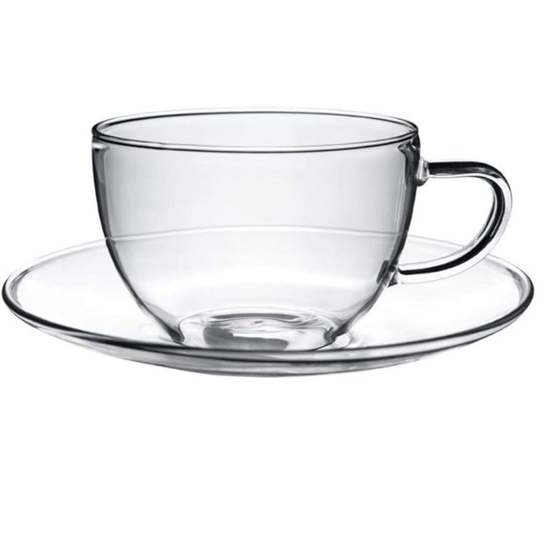 GENERICO Taza Grande Tazon Café Té Con Platillo Vidrio 420cc ...