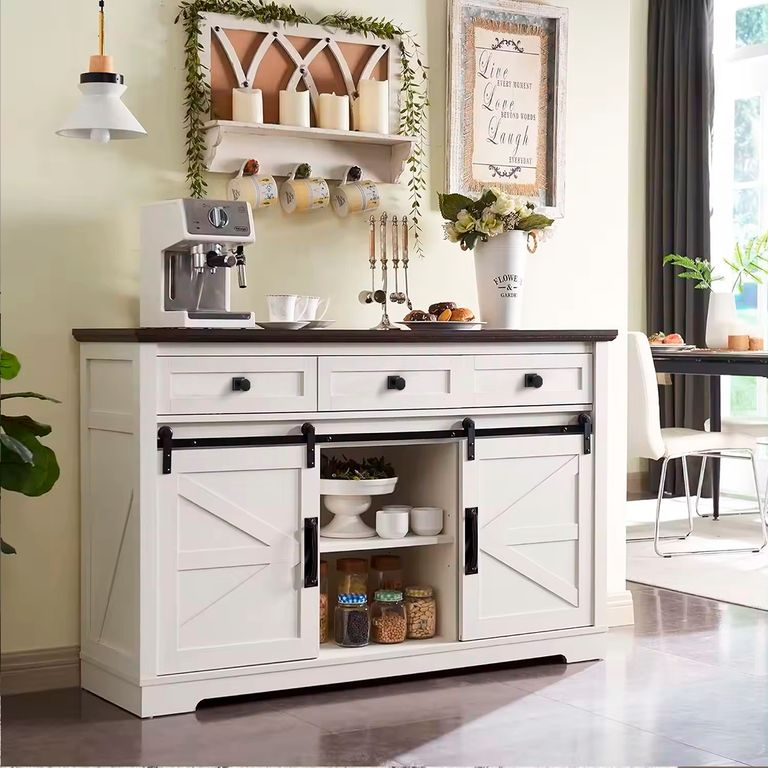 MUEBLE BUFFET COCINA BLANCO PARA LIVING O COMEDOR PUERTAS CORREDERAS ...