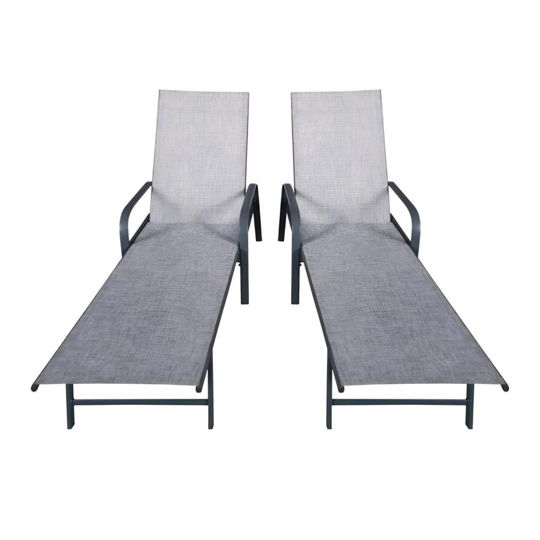 Juego 2 Reposeras Piscina Mas Mesa Terraza Gris | Sodimac Chile