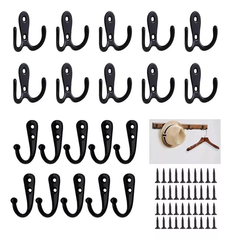 KUANGYE 20 Piezas Ganchos Perchero Acero Inox Doble Colgador Pared ...