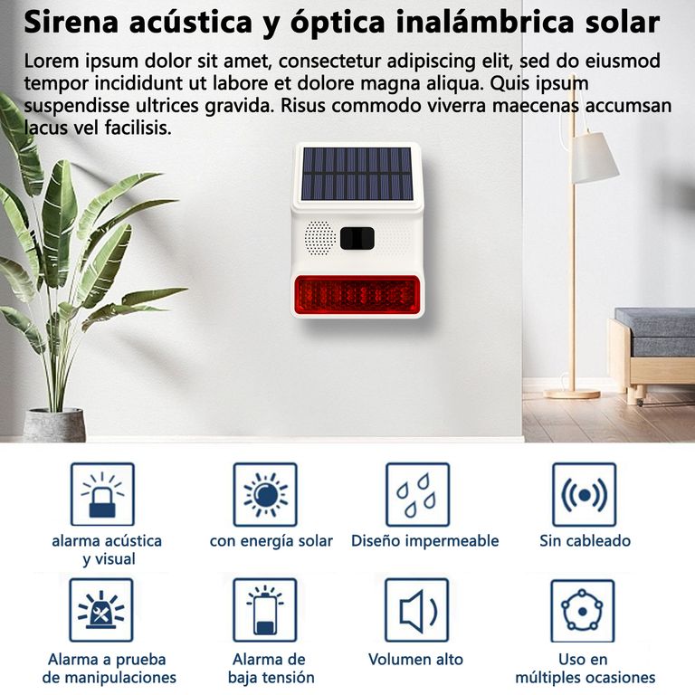 AIZO Sirena Alarma Con Sensor De Movimiento Y Luz Solar | falabella.com