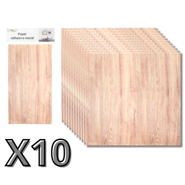 GENERICO Pack 10 Laminas Adhesivas 3d Madera 70x77 Papel Mural ...