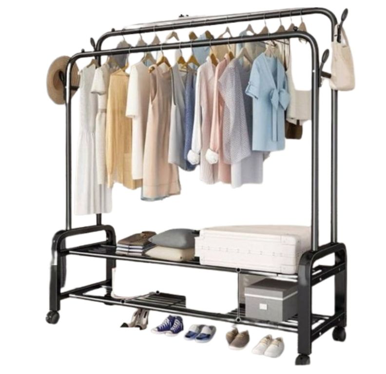 PERCHERO COLGADOR DE ROPA DOBLE BARRA METALICO CON RUEDAS | Sodimac Chile