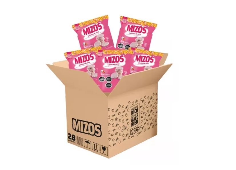 MIZOS 28 Snacks Integral Galletas De Arroz Mizos Yogurt Frutilla ...