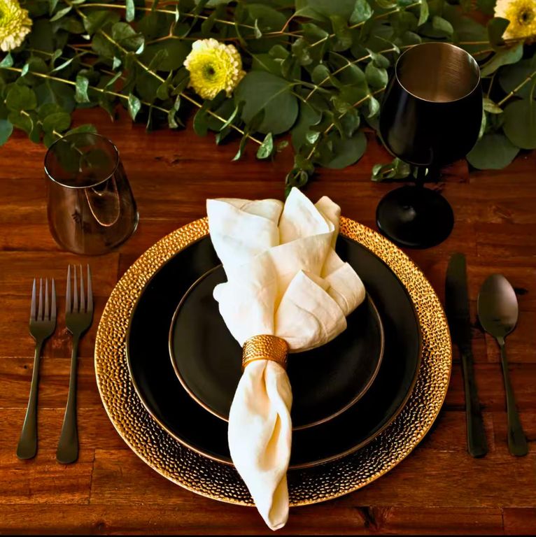 TERRA ESTILO 6 Platos Bases Dorado Textura Puntitos | falabella.com