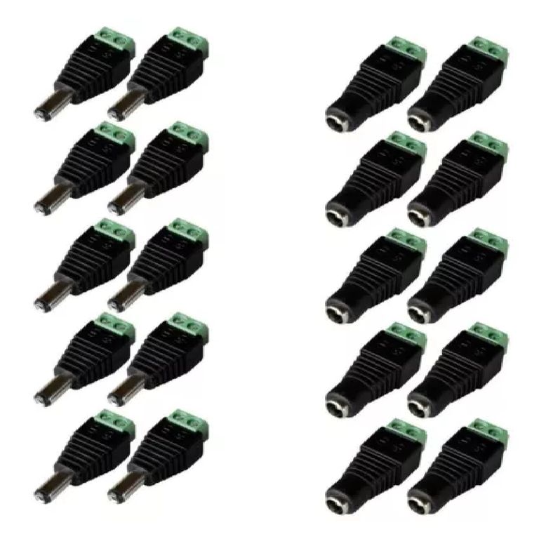DM PAR DE CONECTOR DC 20 unidades - 10 machos y 10 hembras para CCTV ...