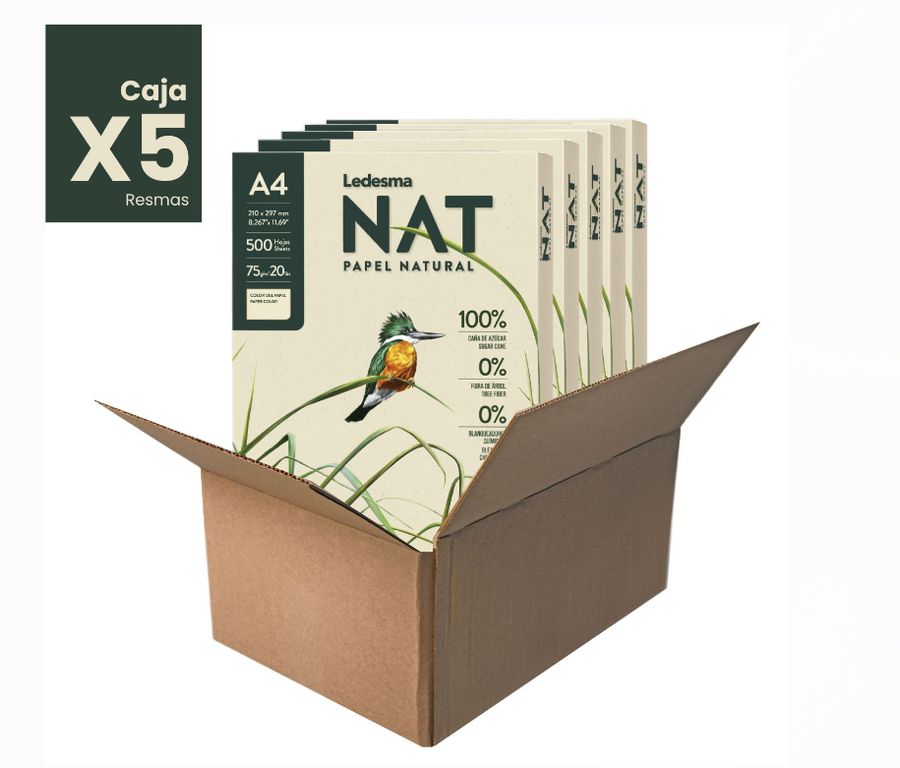 LEDESMA Pack 5 Resmas A4 Papel Ecológico 500 Hojas c/u Caña de Azúcar ...