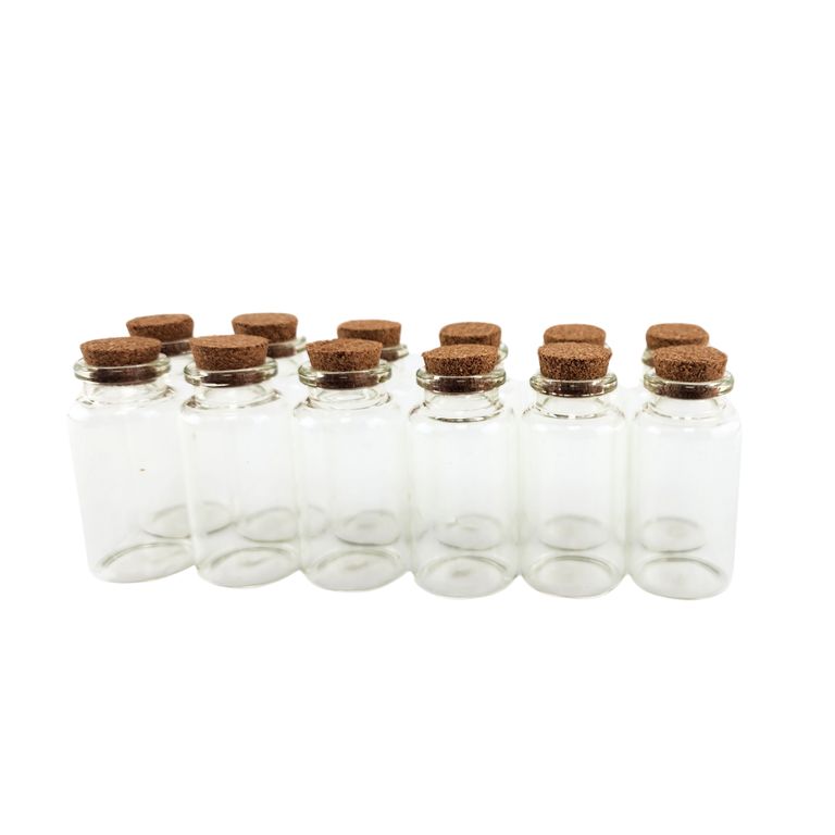 GENERICO Set de 12 Frascos de Vidrio con Tapón de Corcho 3x6,5cm ...
