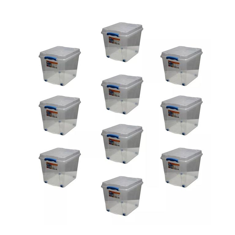 WENCO Pack 10 Cajas Organizadoras 27lts Wenco C/ Ruedas 31x30x40cm ...