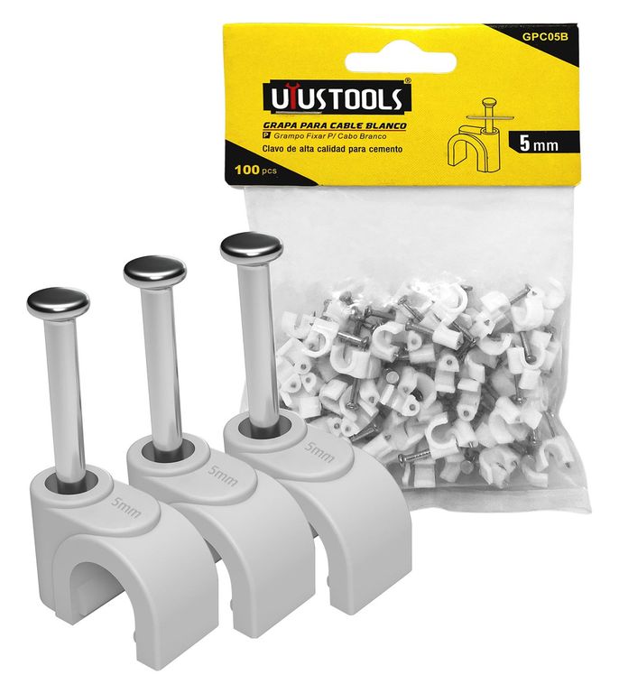 Grapa Grampa Con Clavo Para Cable 5mm 100pcs Blanco | Sodimac Chile