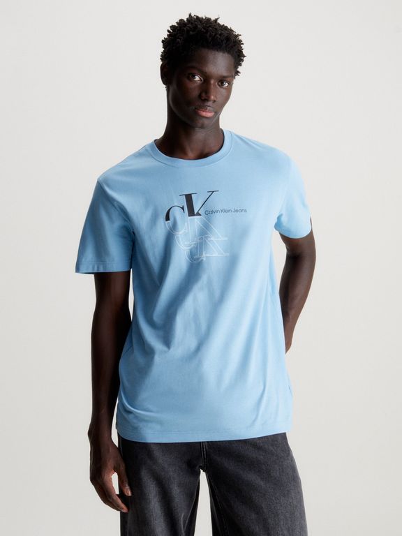 CALVIN KLEIN Polera Monogram Echo Graphic Azul Calvin Klein | falabella.com