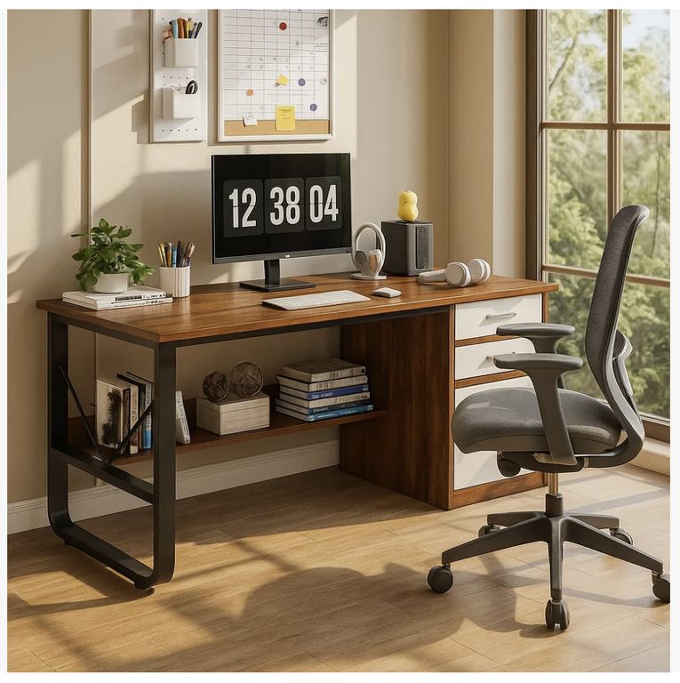 HOMER DESIGN Escritorio Moderno Con Cajoneras 120x60x72cm Para Oficina ...