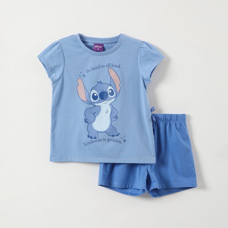 DISNEY Pijama Corto Niña Corazon Lilo y Stitch Celeste Disney ...