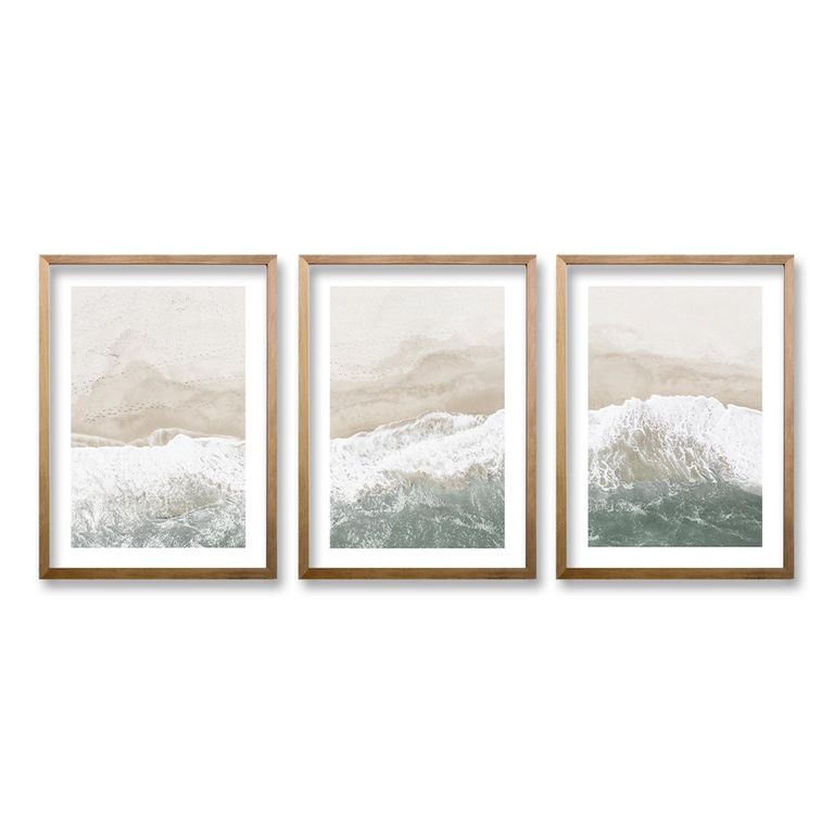 Cuadro Trio Oleaje Sereno - Cafe - 70x50 cm | Sodimac Chile