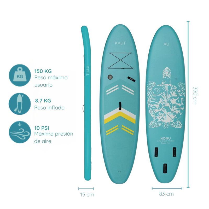 KAUT Stand Up Paddle Inflable 11´ 6 Triple Quilla Capa Reforzada - Honu ...