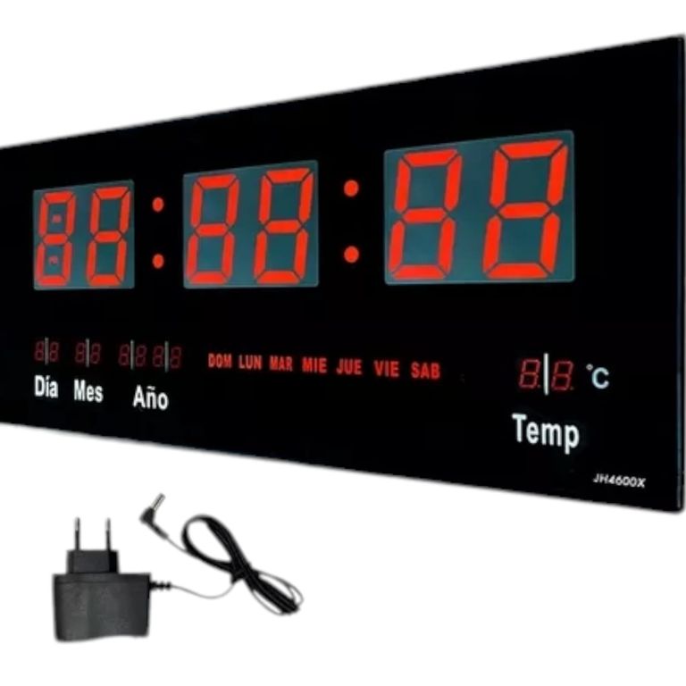 Reloj Digital De Pared Con Pantalla Led Modelo 3615 Estructura Negro ...