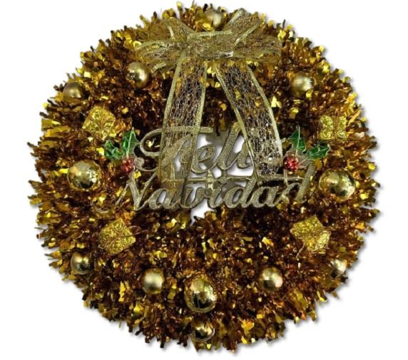 GENERICO CORONAS O GUIRNALDAS NAVIDEÑAS CON LUCES LED 40CM DORADO WYN ...