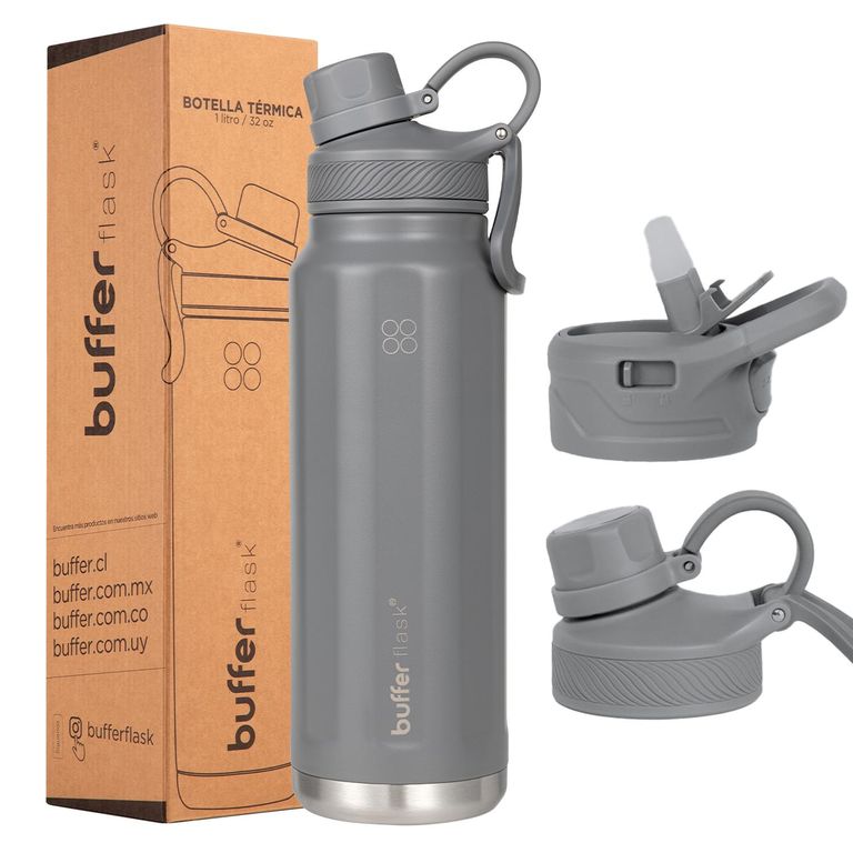 BUFFER FLASK Termo Botella Agua Termica Acero Inox Buffer 1lt - Gris ...
